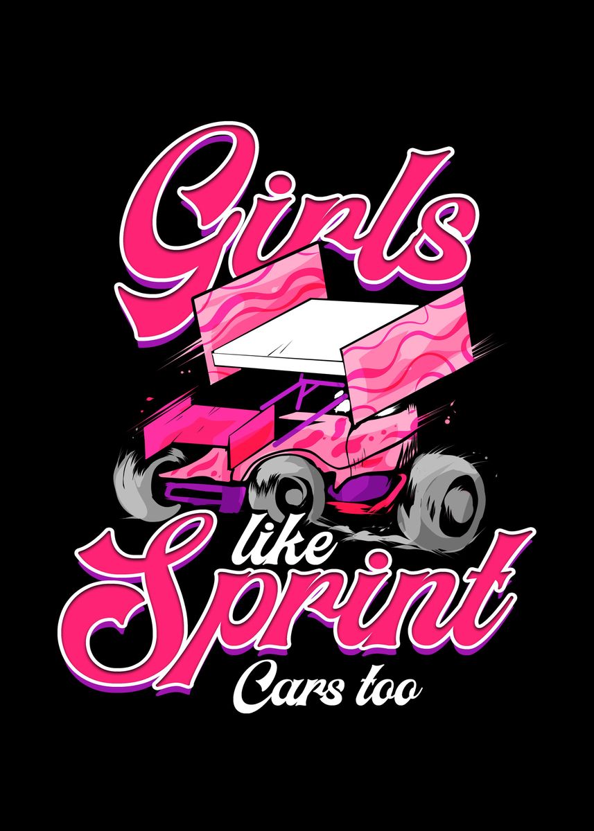 'Sprint Car Racing Girl' Poster, picture, metal print, paint by Biglui ...