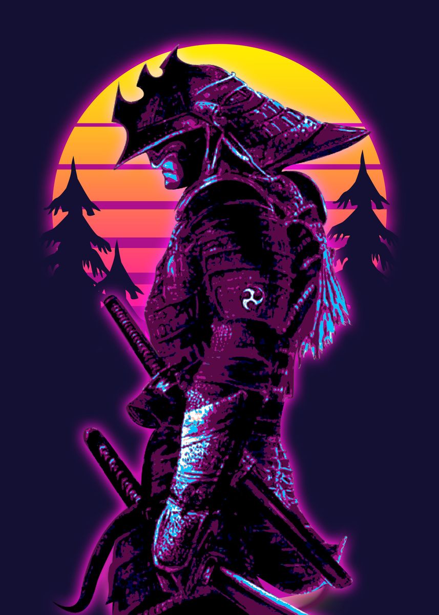 'samurai retro character' Poster by Ridwanart | Displate