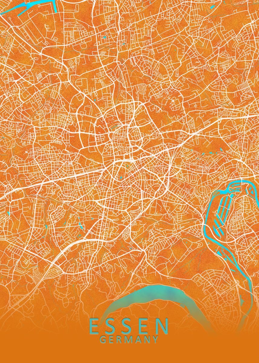 'Essen Germany City Map' Poster, picture, metal print, paint by City ...