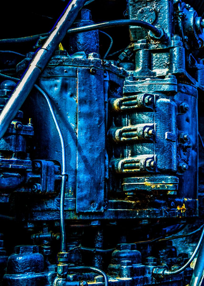 'Steam Loco Gear Pump Left' Poster, picture, metal print, paint by Art ...