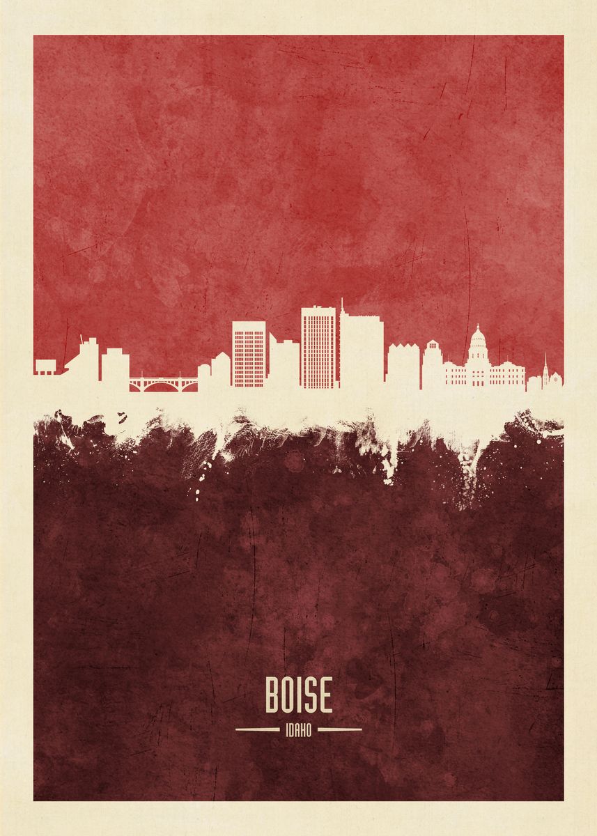 'Boise Skyline Idaho' Poster, picture, metal print, paint by Michael ...