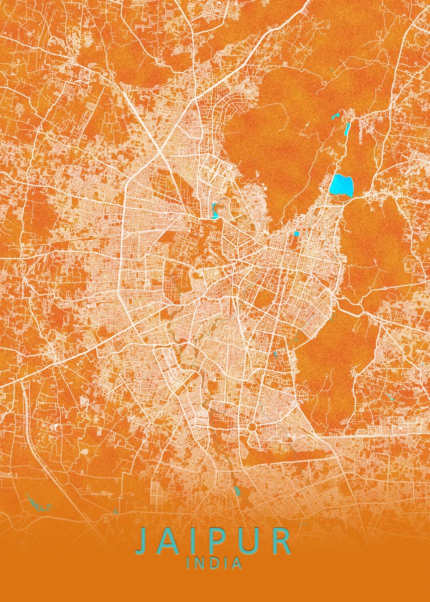 'Jaipur India City Map ' Poster, picture, metal print, paint by City ...