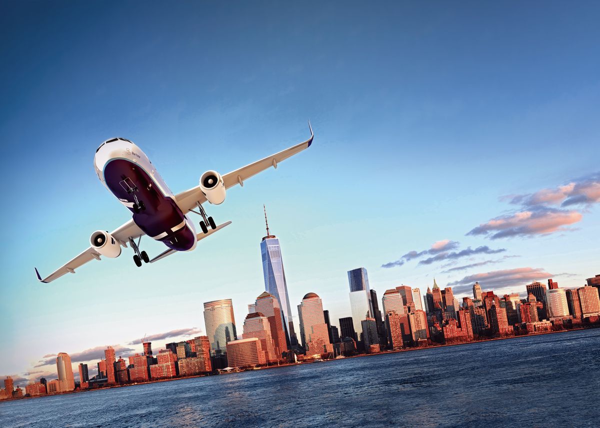 'over New York Airbus Plane' Poster by Stefan Langer | Displate