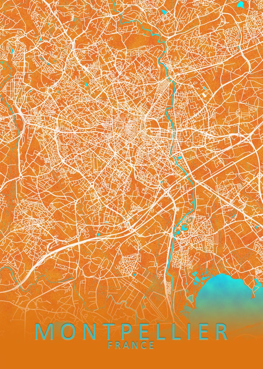 'Montpellier France City' Poster, picture, metal print, paint by City ...