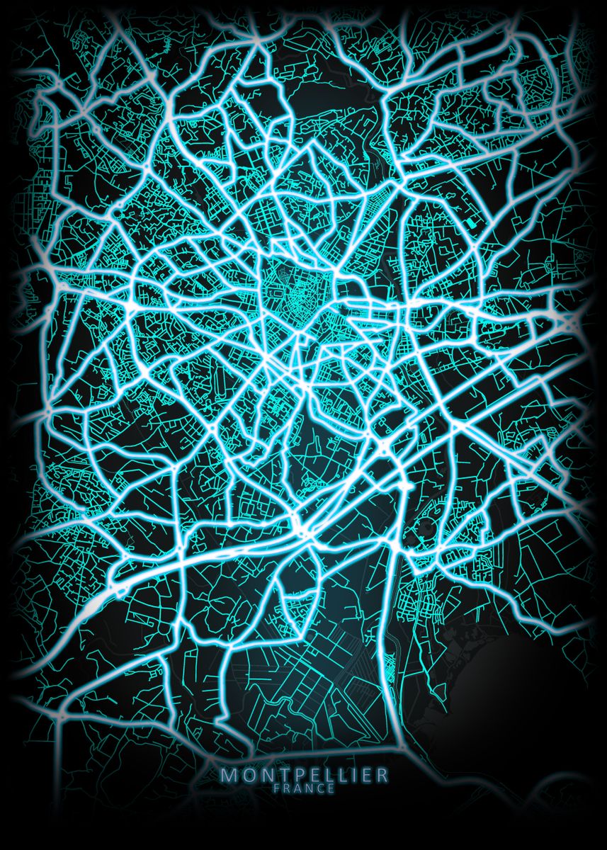 'Montpellier France City' Poster, picture, metal print, paint by City ...