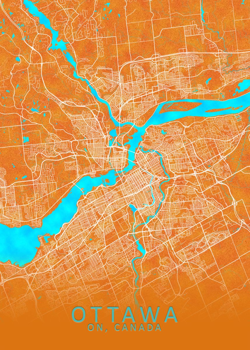 'Ottawa Canada City Map' Poster, picture, metal print, paint by City ...