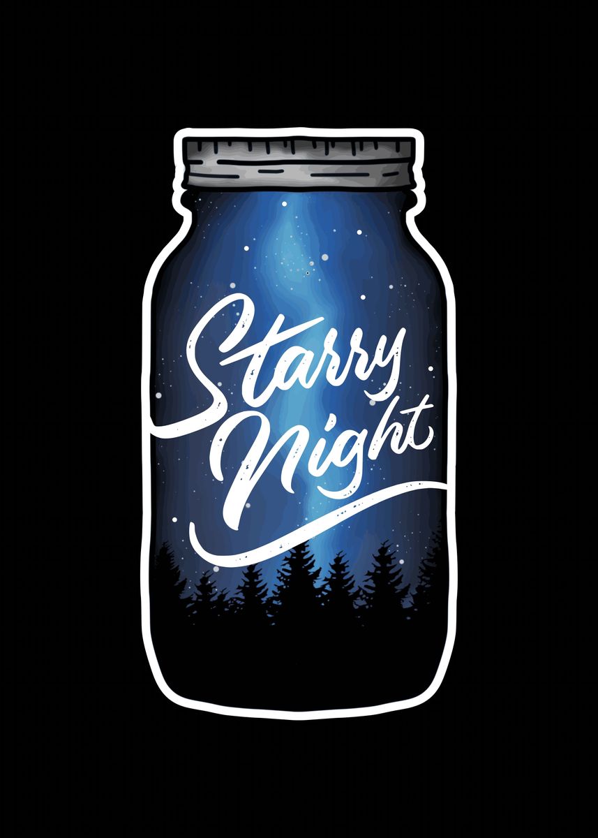 'Starry night in the jar' Poster, picture, metal print, paint by Dian ...