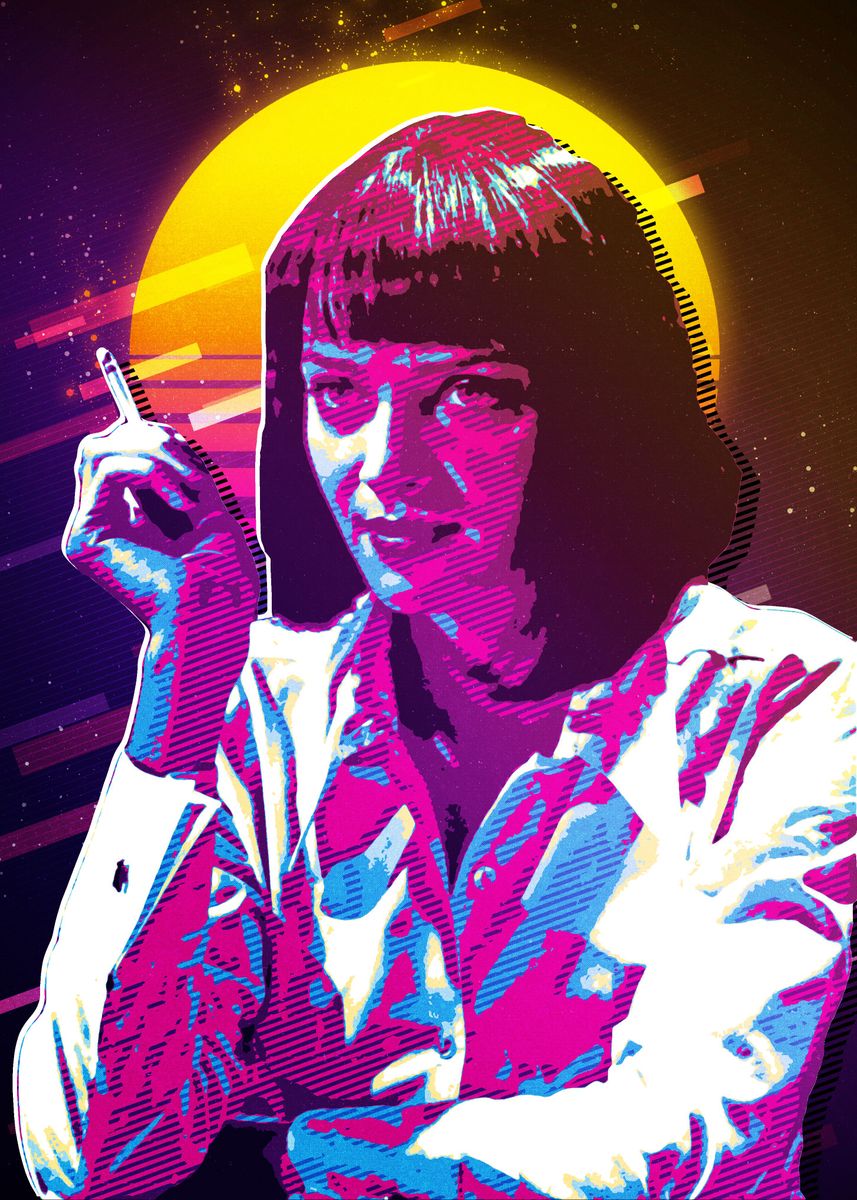 'MIA PULP FICTION 80S STYLE' Poster, picture, metal print, paint by ...
