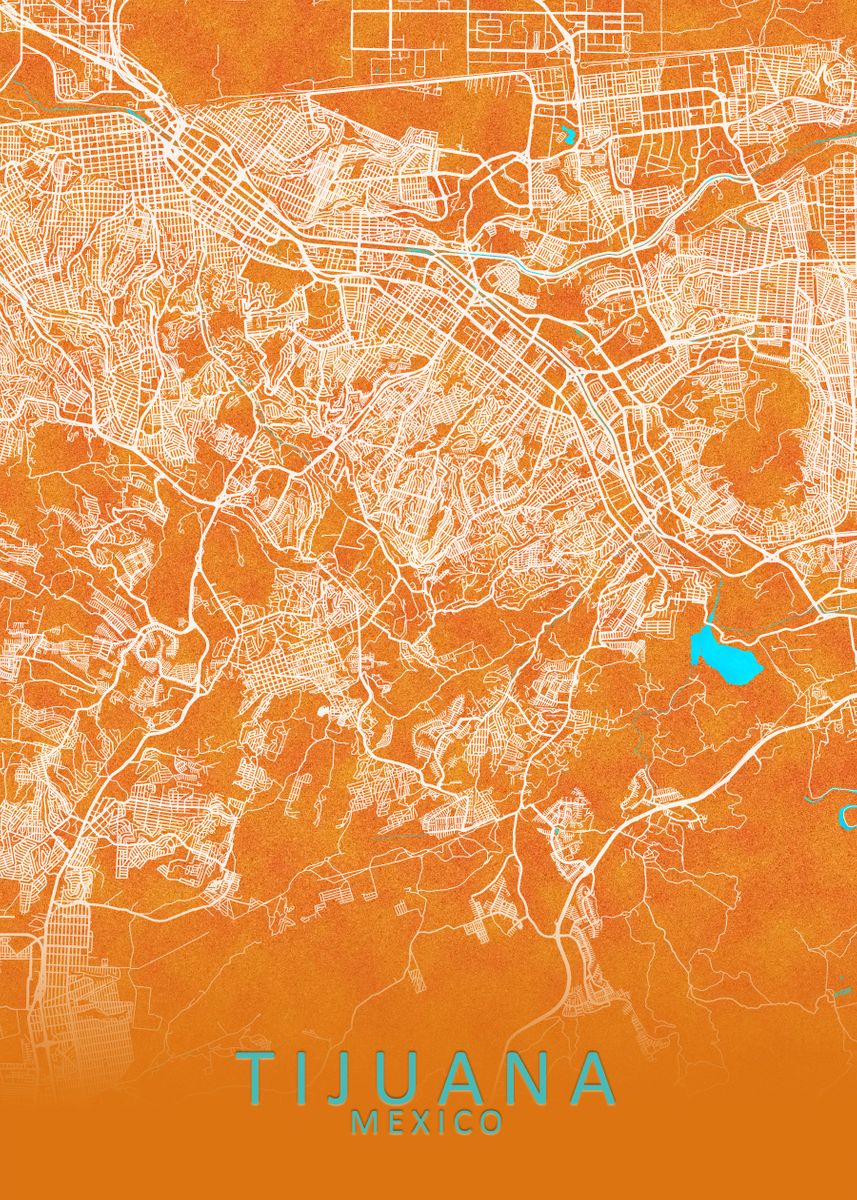 'Tijuana Mexico City Map' Poster, picture, metal print, paint by City ...