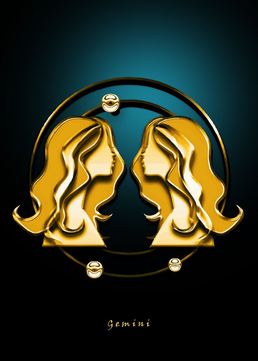 'Gemini Gold' Poster, picture, metal print, paint by Bintang Studio ...