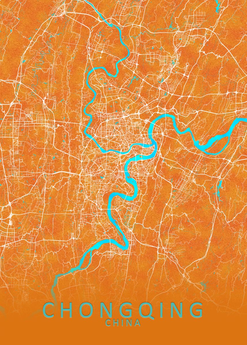 'Chongqing China City Map' Poster, picture, metal print, paint by City ...