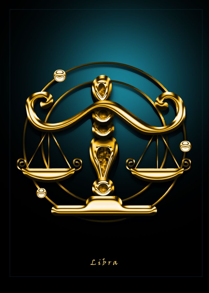'Libra Gold' Poster, picture, metal print, paint by Bintang Studio ...