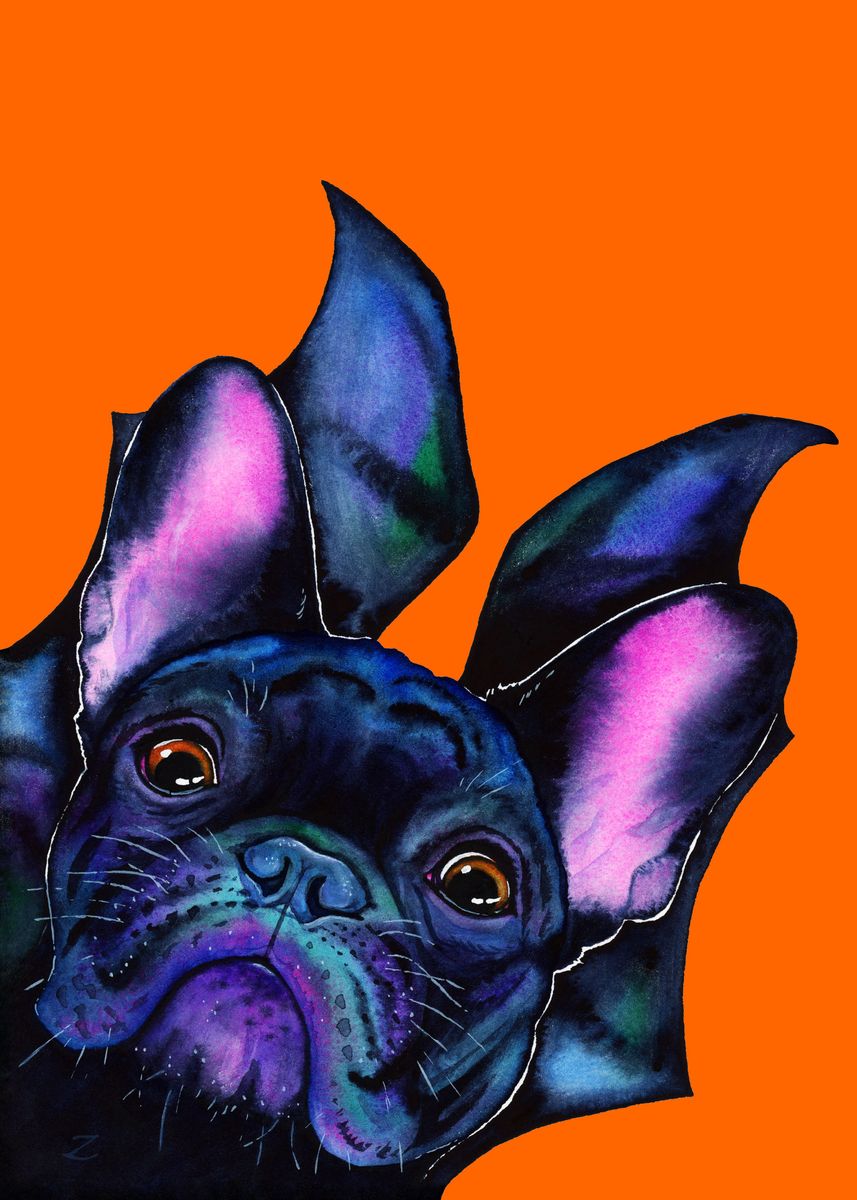 'A Very Bat Dog' Poster, picture, metal print, paint by Zaira ...
