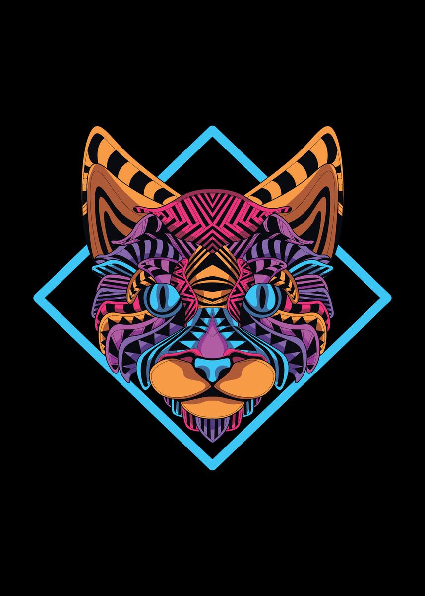 'Cat 2' Poster, picture, metal print, paint by Alexandros Iosifidis ...