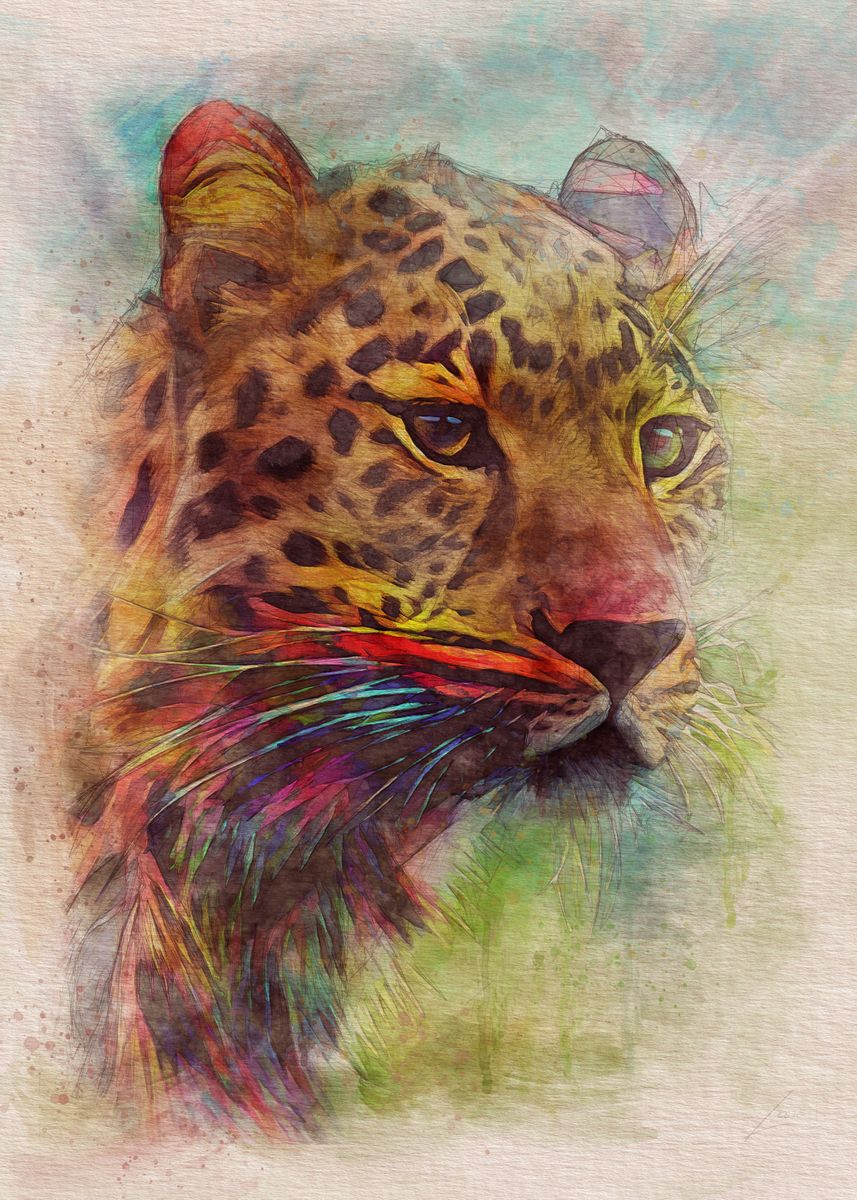 'Colorful Leopard' Poster by Leon Petersohn | Displate