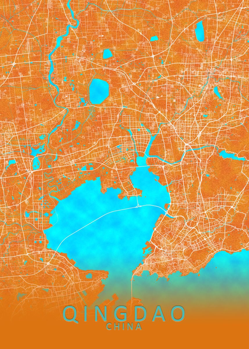 'Qingdao China City Map' Poster, picture, metal print, paint by City ...