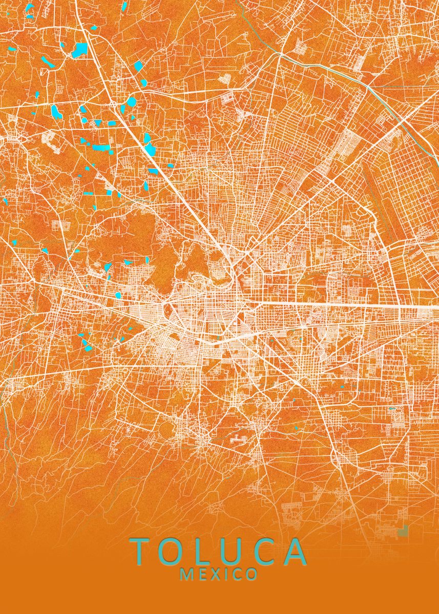 'Toluca Mexico City Map' Poster, picture, metal print, paint by City ...