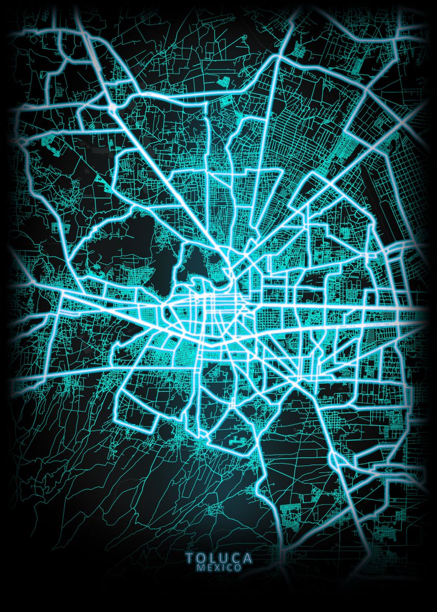 'Toluca Mexico City Map' Poster, picture, metal print, paint by City ...