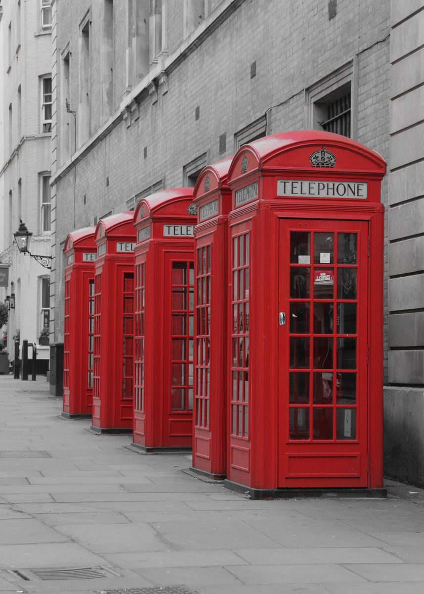 'telephone boxes red' Poster, picture, metal print, paint by Magicmight ...
