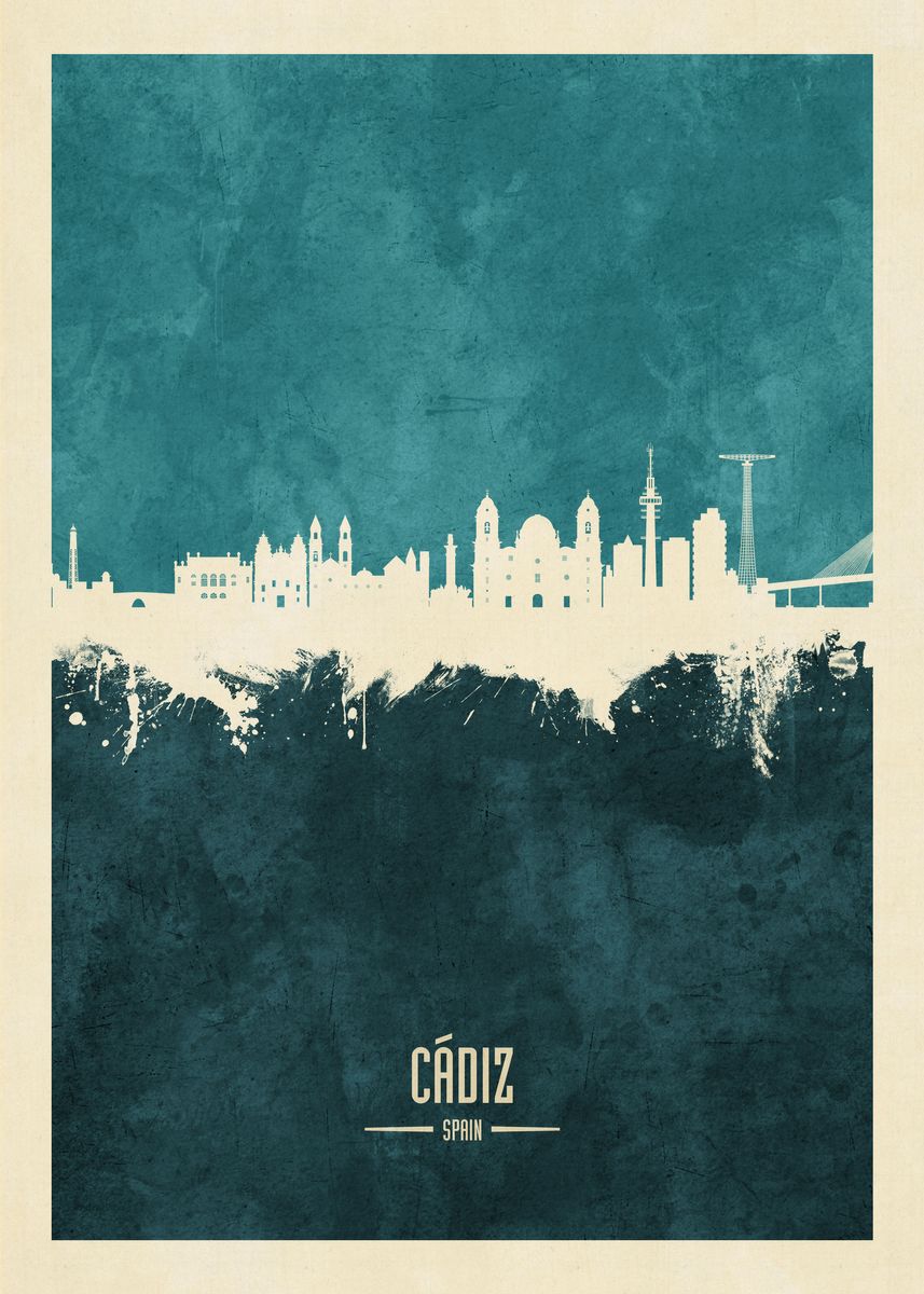'Cadiz Skyline Spain' Poster by Michael Tompsett | Displate