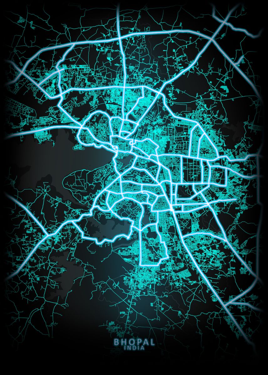 'Bhopal India City Map ' Poster, picture, metal print, paint by City ...
