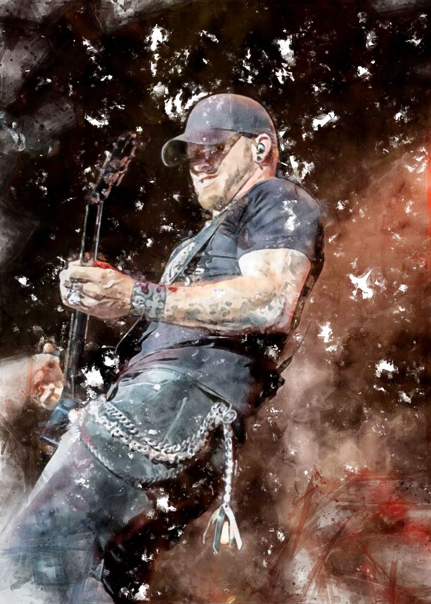 'Brantley Gilbert 1' Poster, picture, metal print, paint by Micole Neal ...
