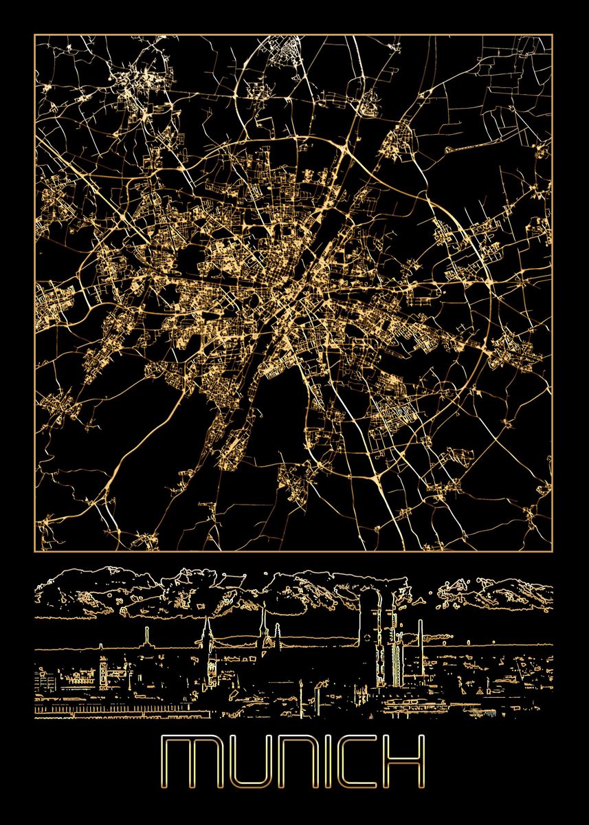 'Munich' Poster, picture, metal print, paint by Printed Artings | Displate