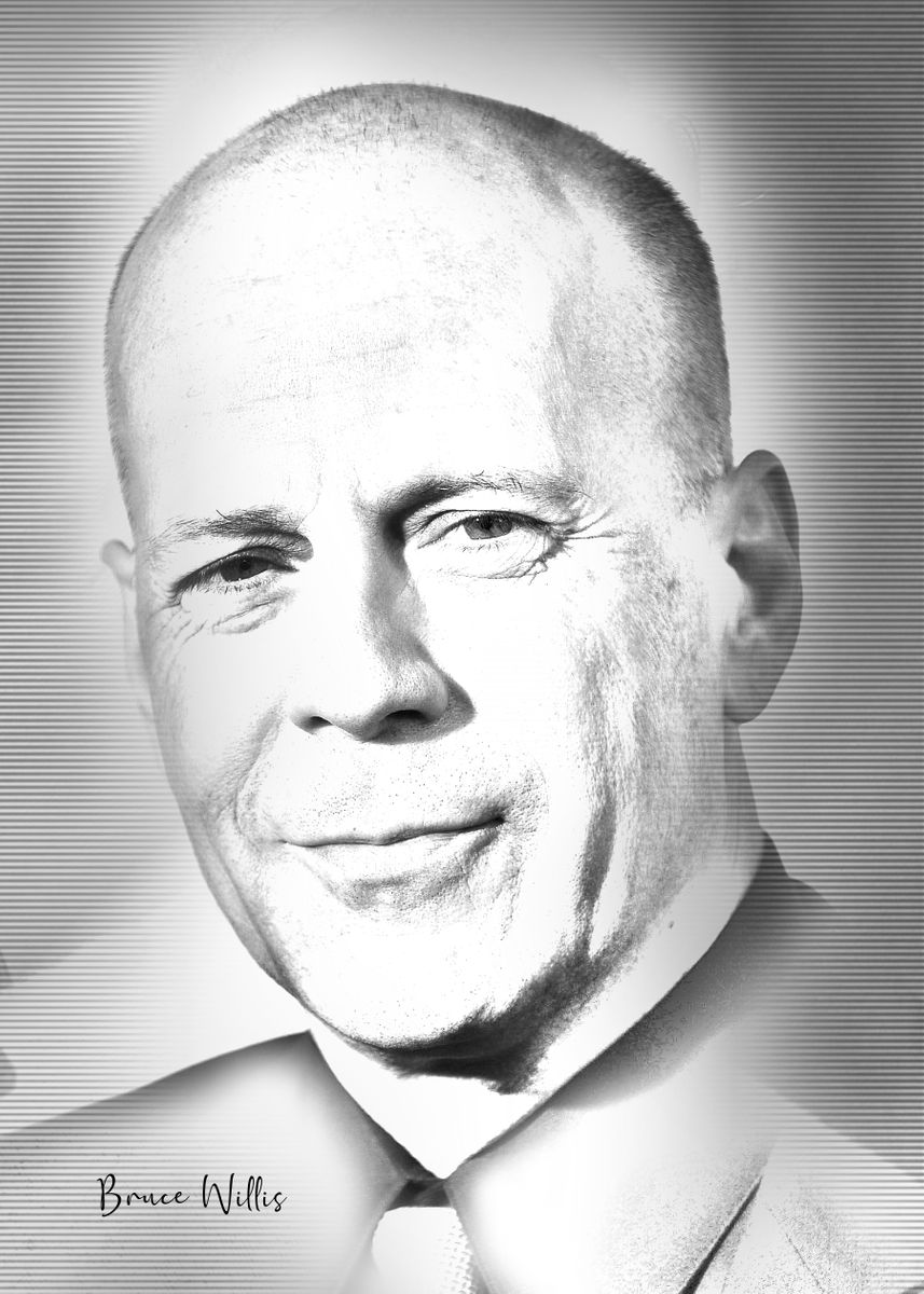 'Bruce Willis Sketch' Poster, picture, metal print, paint by Rozi Art ...