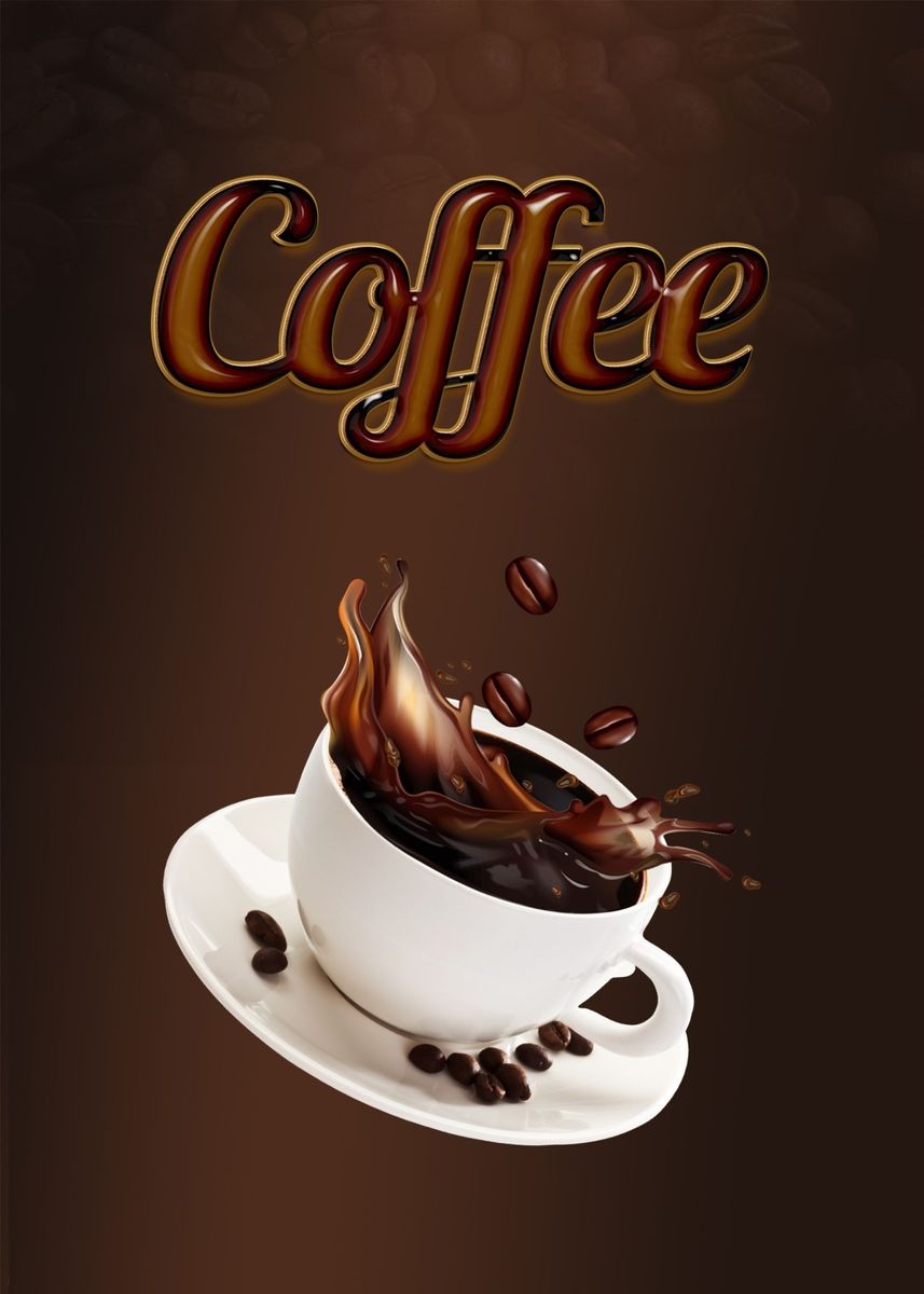 'Coffee Splash with Beans' Poster by Max Ronn | Displate