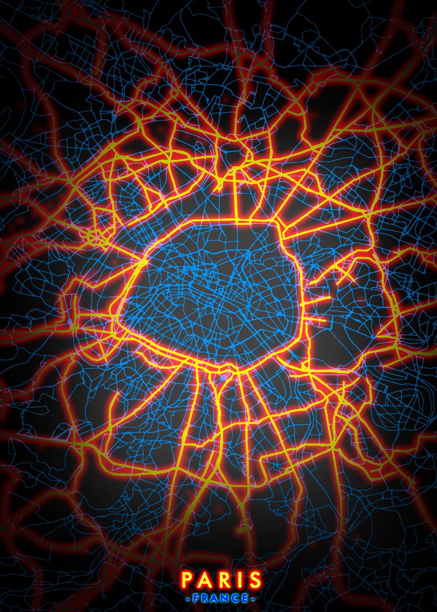 'Paris France Map Design' Poster by Micho Abstract | Displate