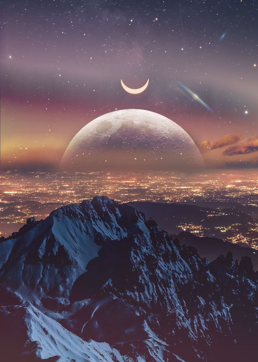 'Night lights' Poster, picture, metal print, paint by aeiaua | Displate