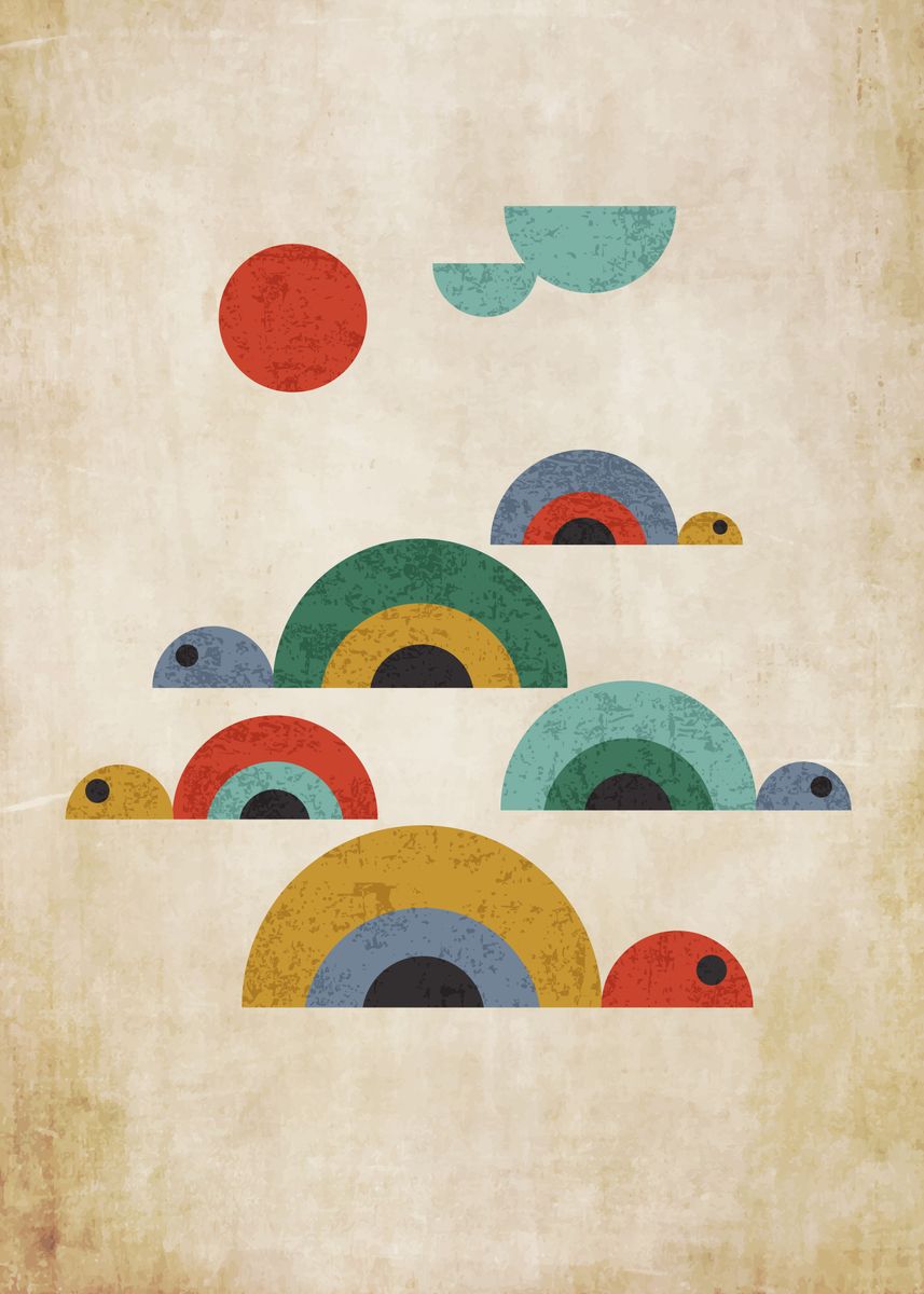 'Tortoises' Poster, picture, metal print, paint by Maria Kar | Displate