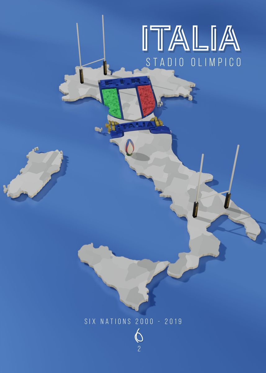 'Italy Rugby Six Nations' Poster, picture, metal print, paint by Lewis ...
