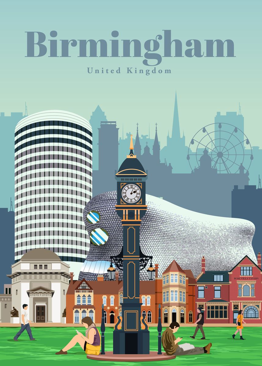 'Travel to Birmingham' Poster, picture, metal print, paint by Studio ...