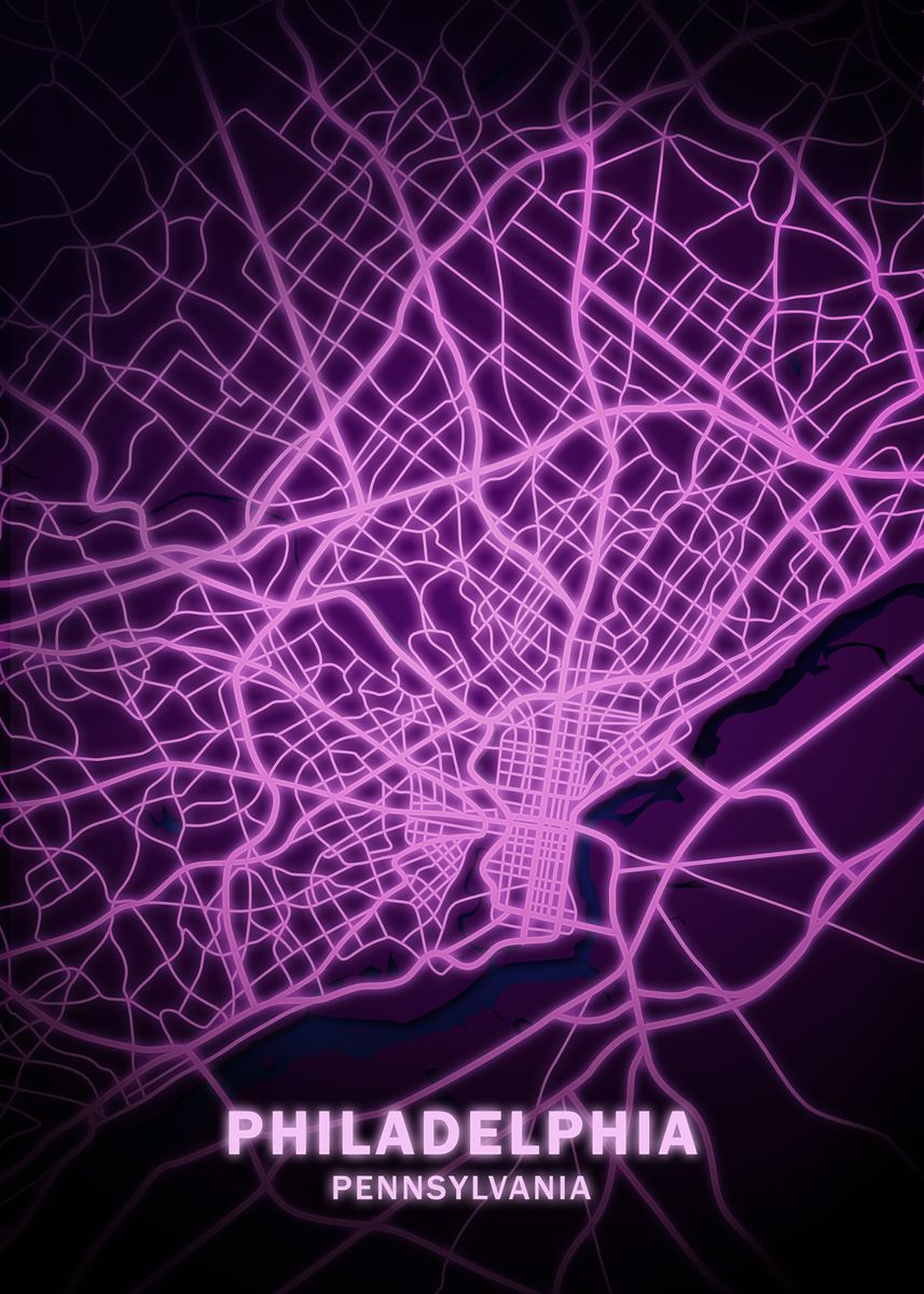 'PHILADELPHIA CITY MAP' Poster, picture, metal print, paint by vector ...