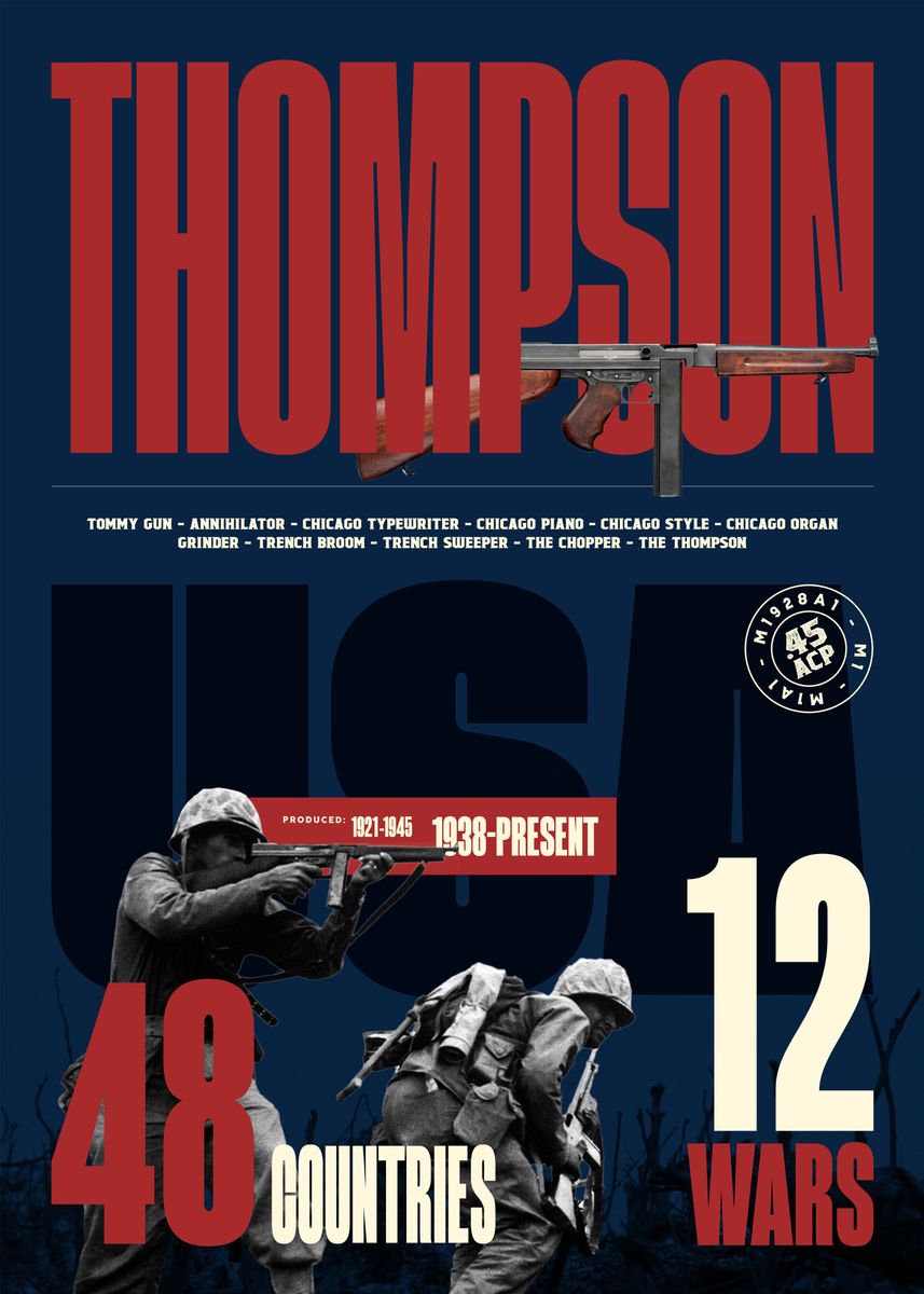 'Thompson SMG Poster' Poster, picture, metal print, paint by Luke Stoch ...