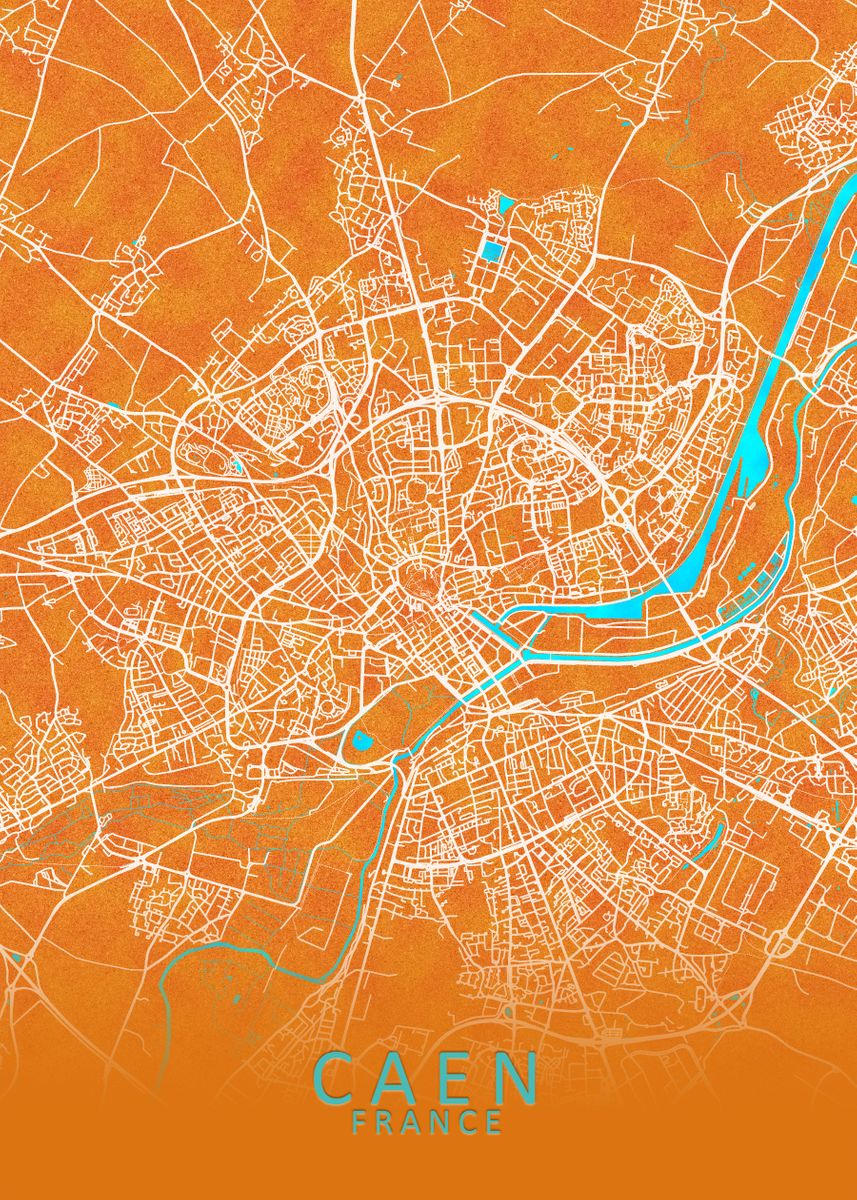 'Caen France City Map' Poster, picture, metal print, paint by City Map ...