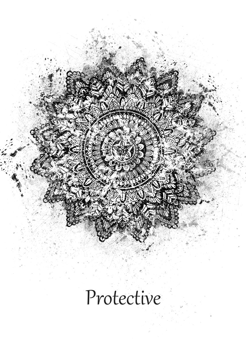 'Mandala protective white' Poster, picture, metal print, paint by ...