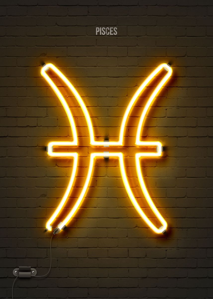 'Pisces neon sign' Poster, picture, metal print, paint by StuStu | Displate