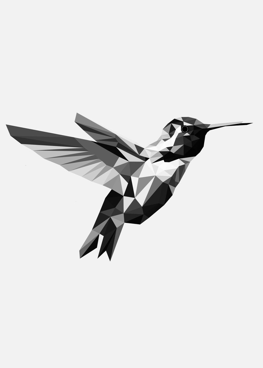 'Hummingbird Geometric' Poster, picture, metal print, paint by Mateusz ...