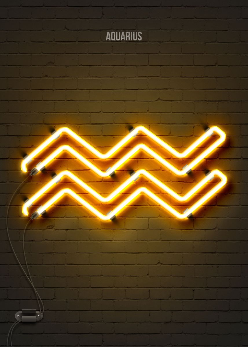 'Aquarius neon sign' Poster, picture, metal print, paint by StuStu ...