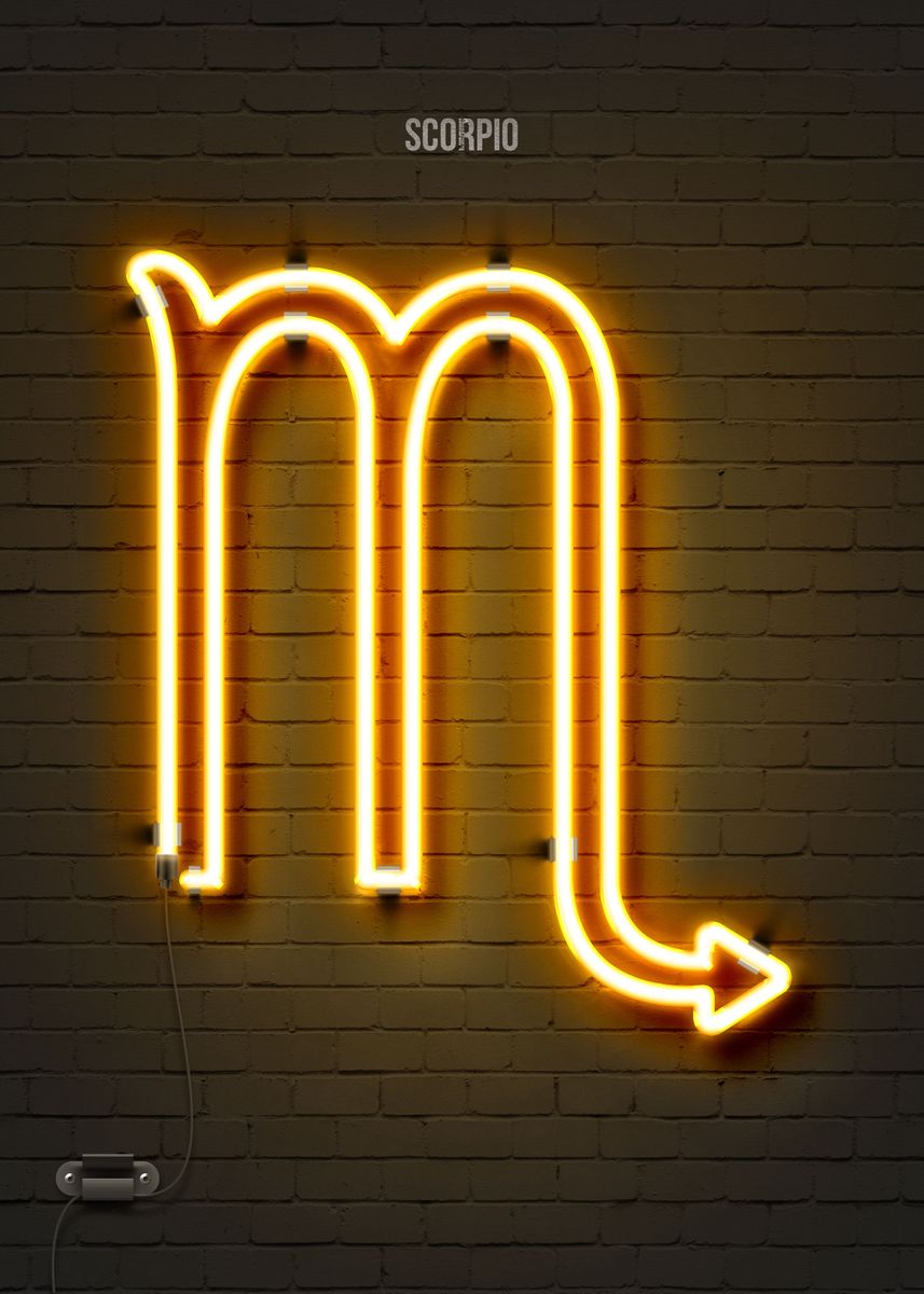'Scorpio neon sign' Poster, picture, metal print, paint by StuStu ...