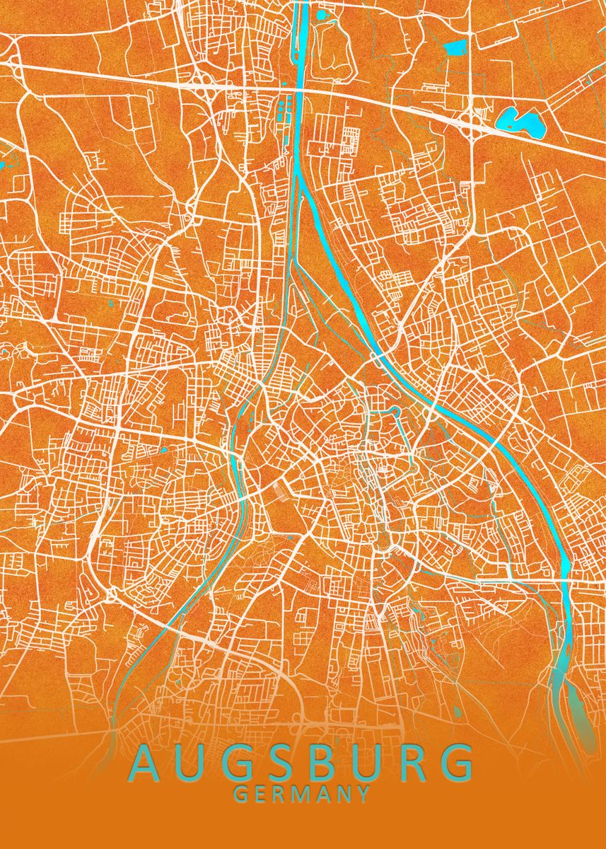 'Augsburg Germany City Map' Poster by City Map Art Prints | Displate