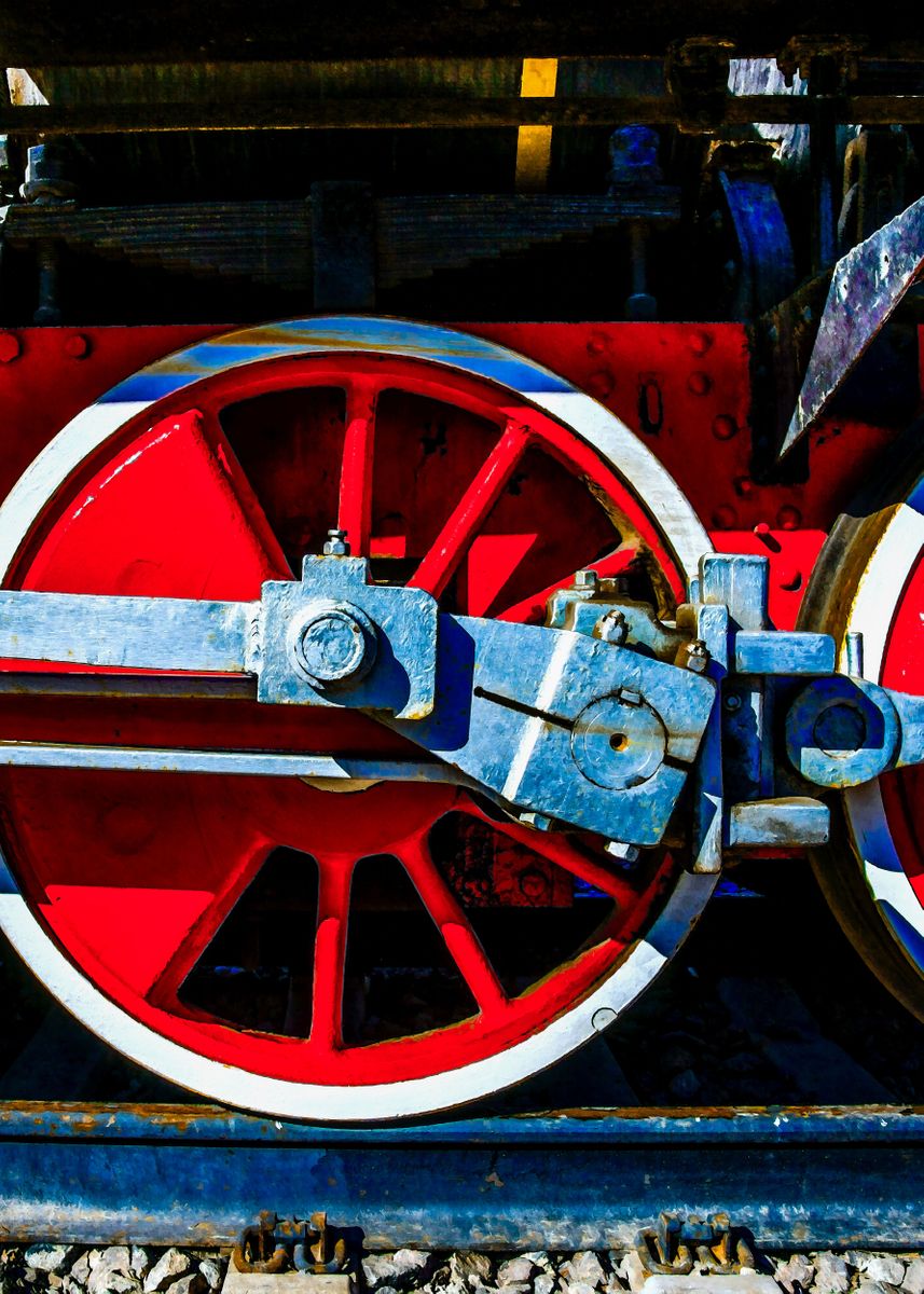 'Red Wheels Driving Rods' Poster, picture, metal print, paint by Art ...