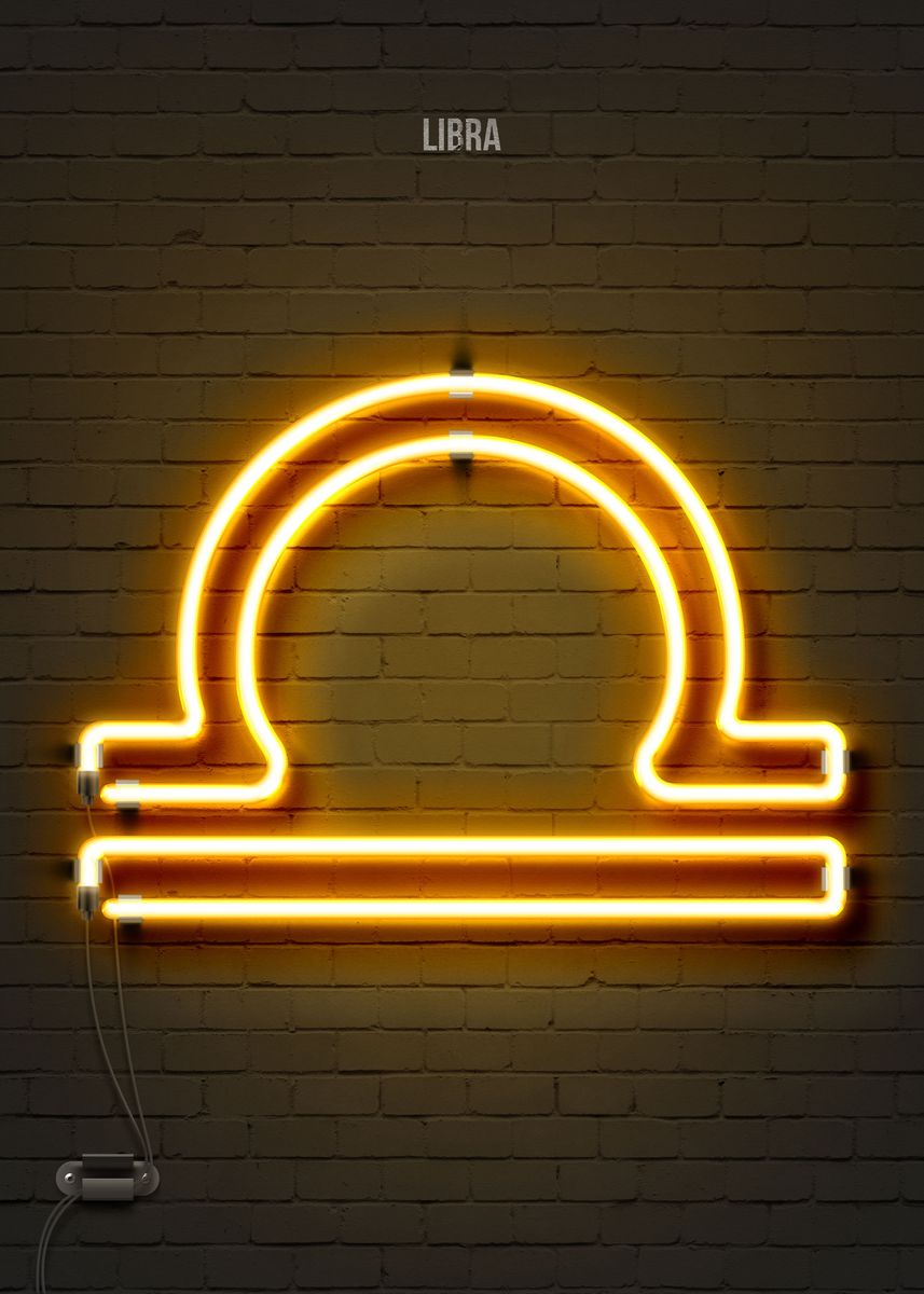 'Libra neon sign' Poster, picture, metal print, paint by StuStu | Displate