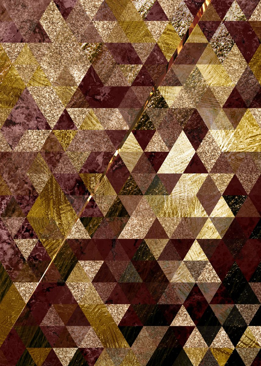 'Red and Gold Geometric Art' Poster by Holy Rock Design | Displate