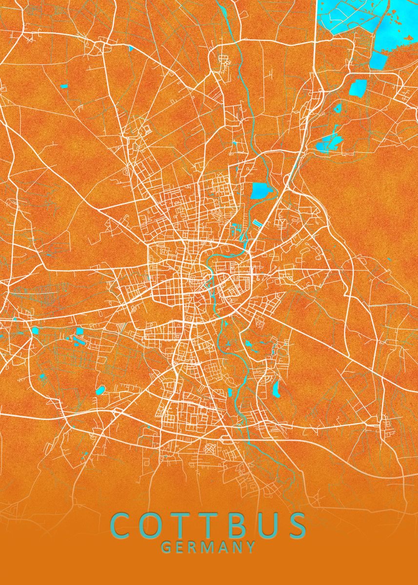 'Cottbus Germany City Map' Poster by City Map Art Prints | Displate