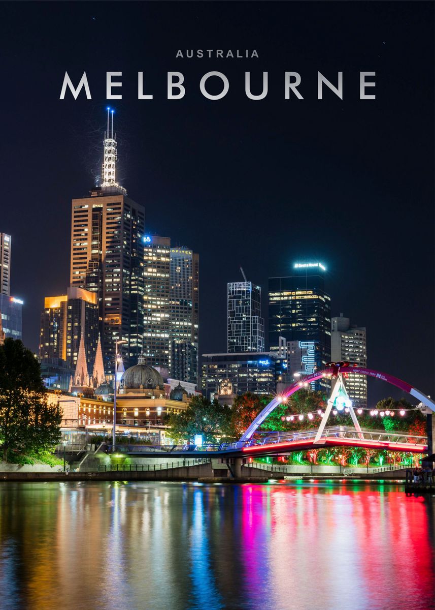 'Melbourne city night' Poster, picture, metal print, paint by Ez ...