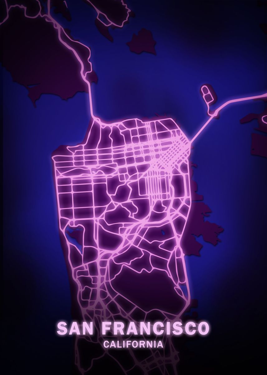 'SAN FRANCISCO MAP' Poster, picture, metal print, paint by vector ...