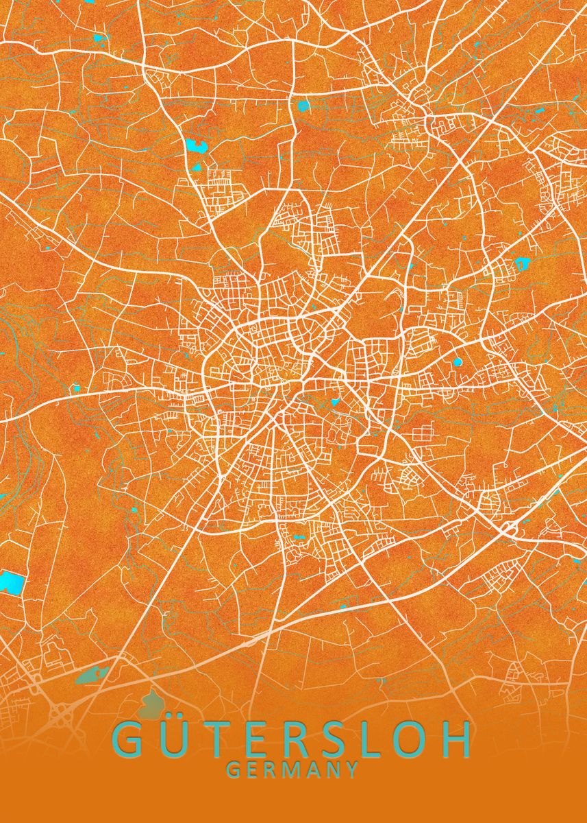 'Gutersloh Germany City Map' Poster, picture, metal print, paint by ...
